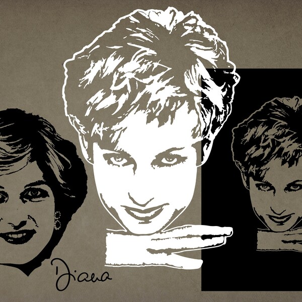 Princess Diana Silhouette Clip Art - Etsy