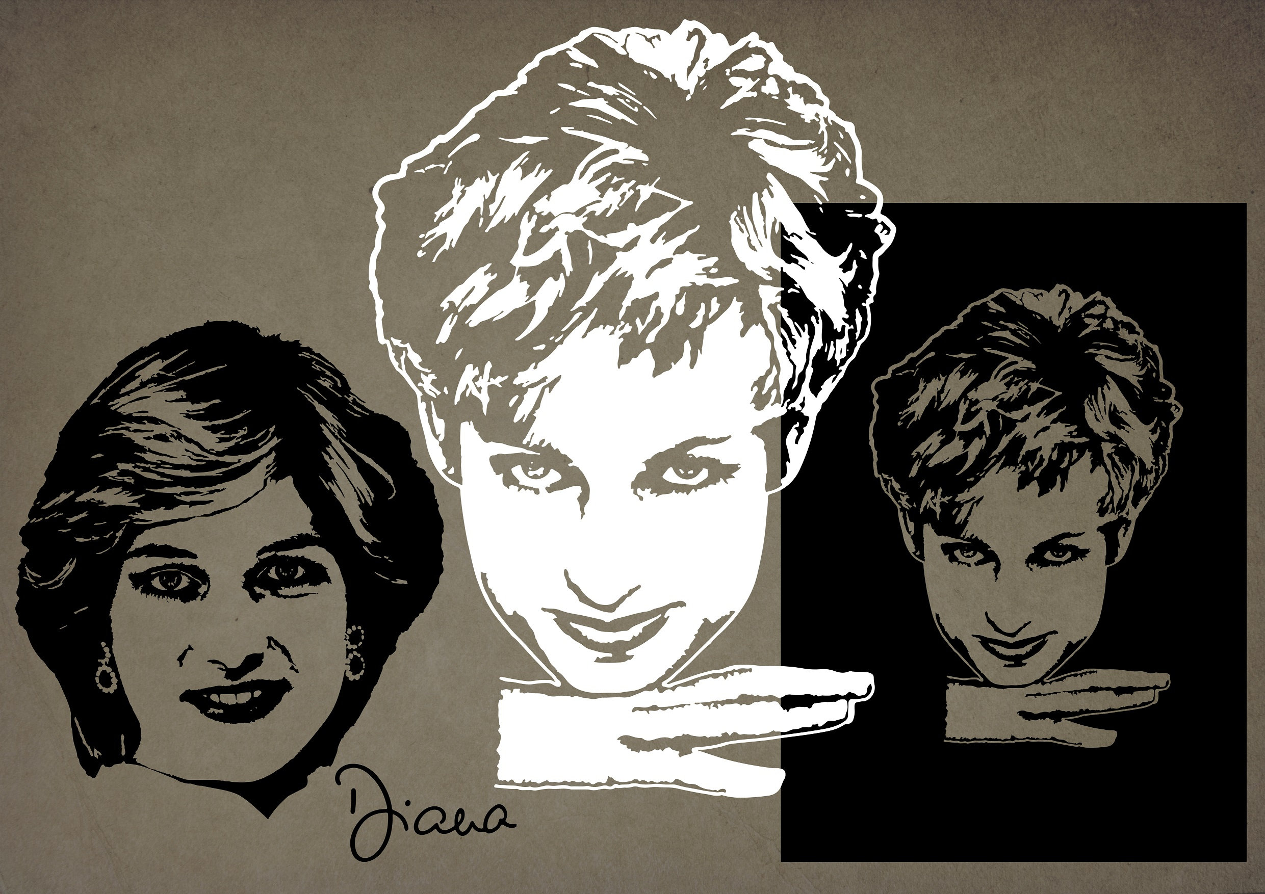 4 Digital SVG PNG JPG Lady Diana silueta vector imágenes | Etsy