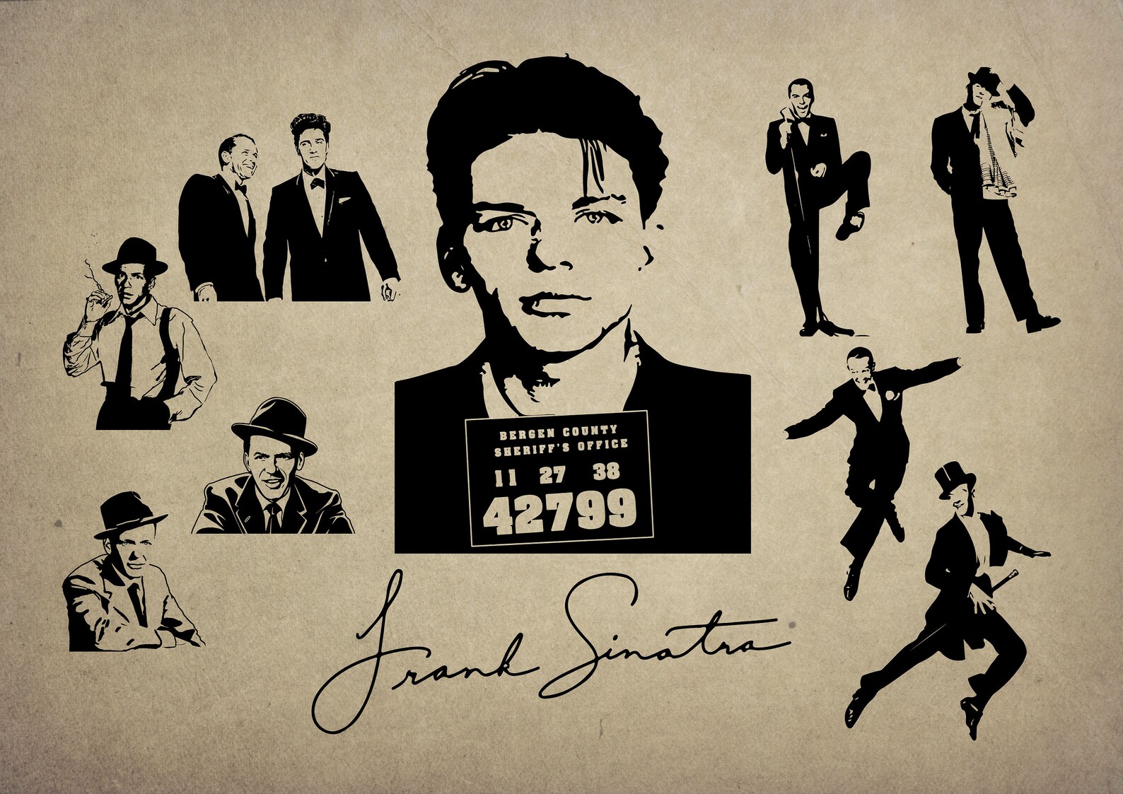 10 Digital SVG PNG JPG Frank Sinatra Silhouette Vector - Etsy