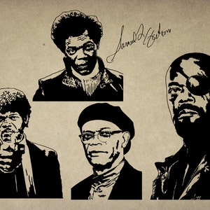 6 Digital SVG PNG JPG S@muel J@ckson Silhouette, Vector, Clipart ...