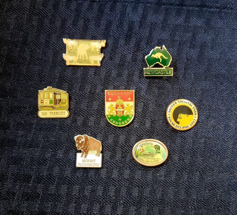Vintage to Now Pins State City Country Destination Travel Souvenir Pins ...