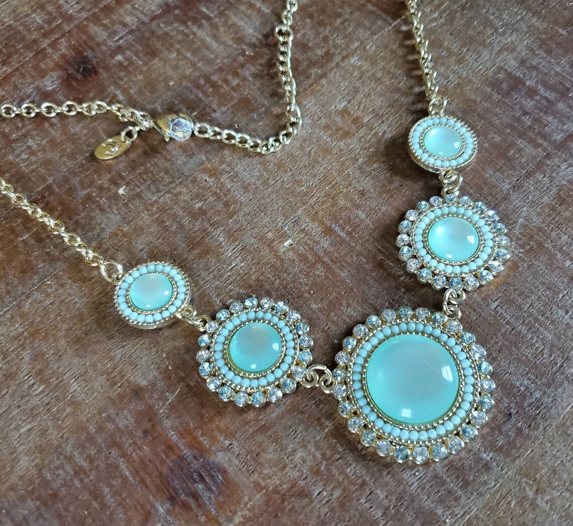 Gorgeous Charming Charlie Mint Green and Clear Rhinestones - Etsy