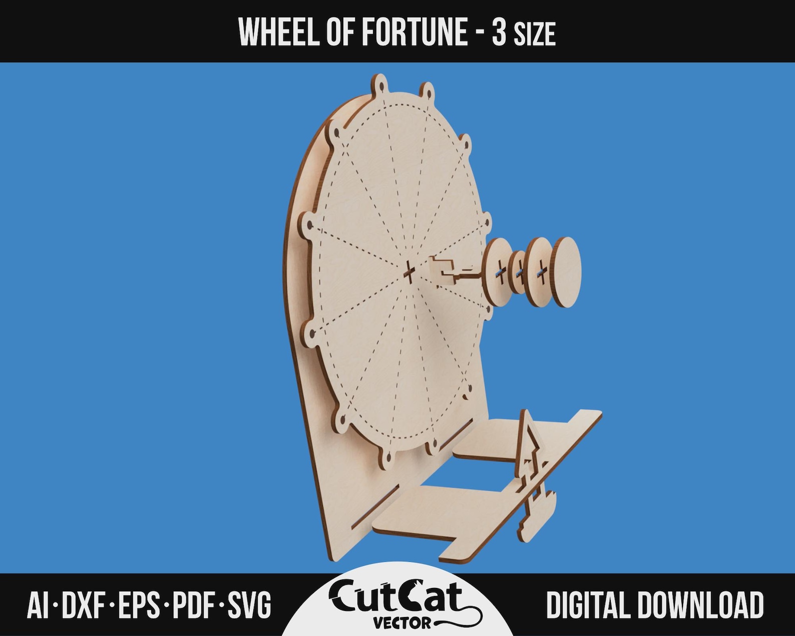 Wheel of Fortune Laser Cut Template | 3 Size Spinning Prize Wheel ...