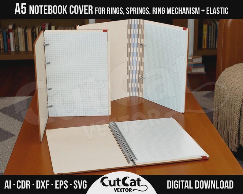 A5 Notebook Cover Laser Engraved Cut Files: DIY Planner Binder Template ...