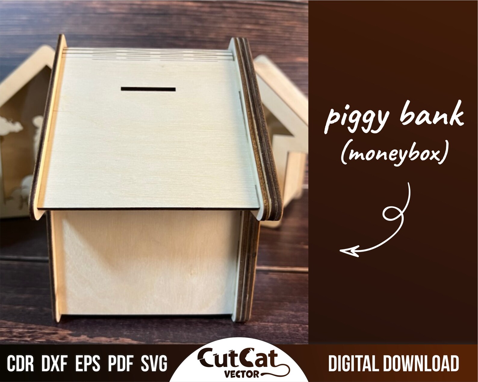 Laser Cut Piggy Bank money Box for Glowforge Cnc Files. DXF, CDR, SVG ...