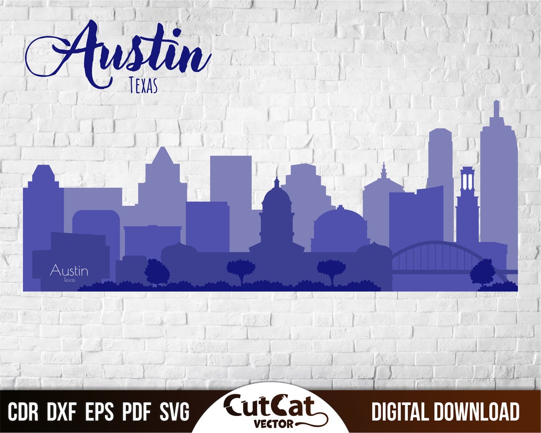 Wall Art Austin texas Svg City Skyline volumetric in 4 Layers. Laser ...