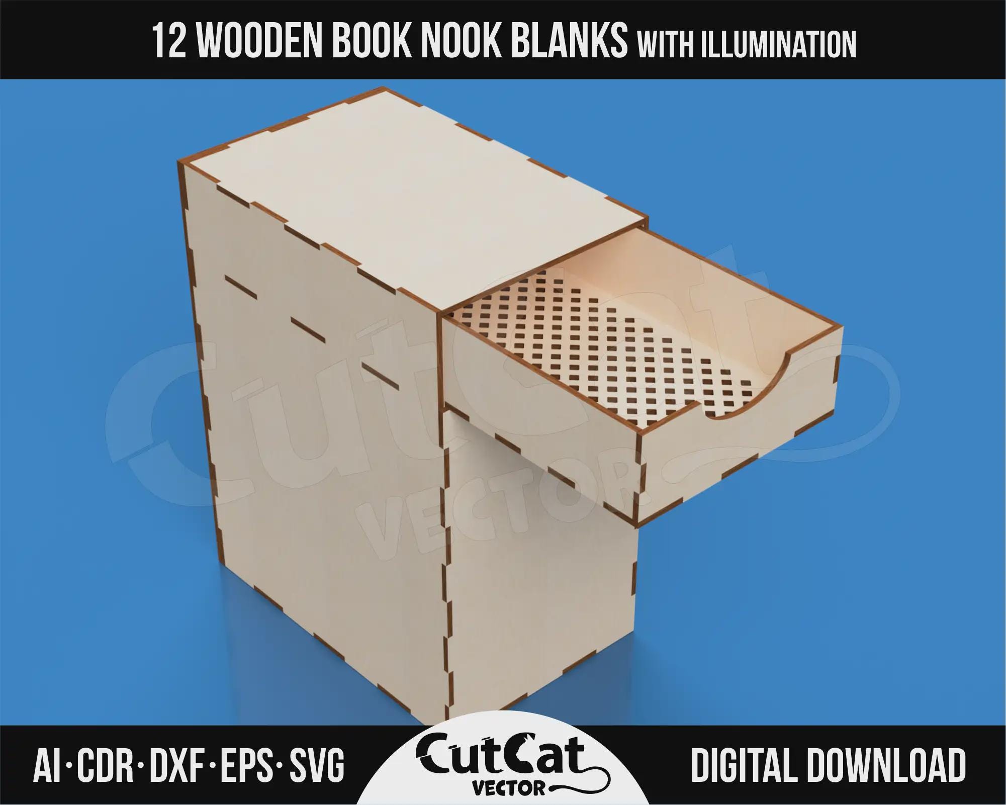 Laser Cut Book Nook Templates: 12 DIY Bookshelf Insert Designs (digital ...