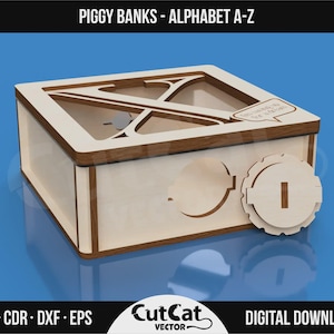Alphabet Money Box A-Z: Laser Cut Piggy Bank Template (digital File) - Etsy