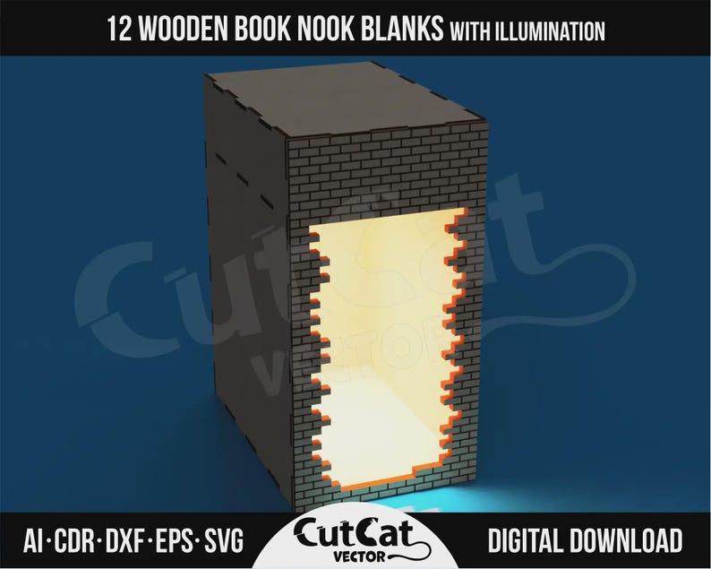 Laser Cut Book Nook Templates: 12 DIY Bookshelf Insert Designs (digital ...