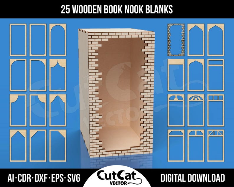 25 Book Nook Laser Cut Templates Bundle Decorative Fronts | Vector ...