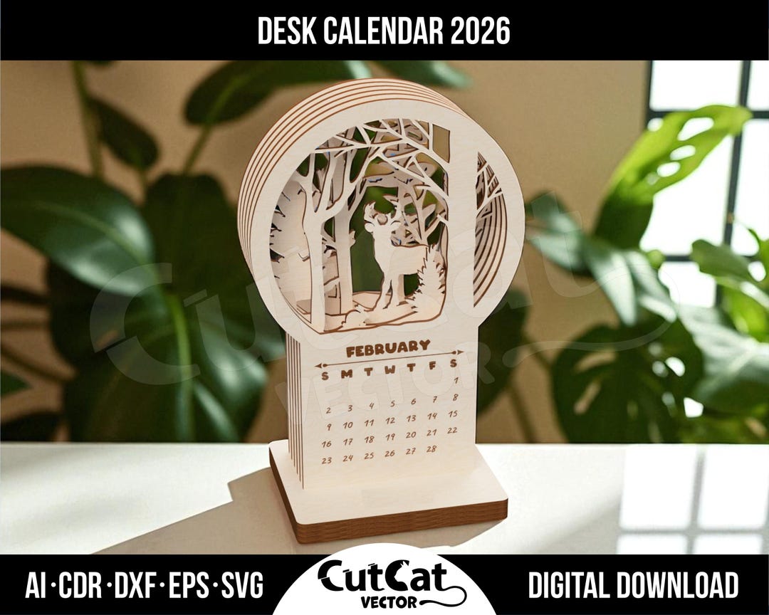 Desk Calendar 2026 Laser Cut Engraved SVG Files Glowforge DIY Gift - Etsy