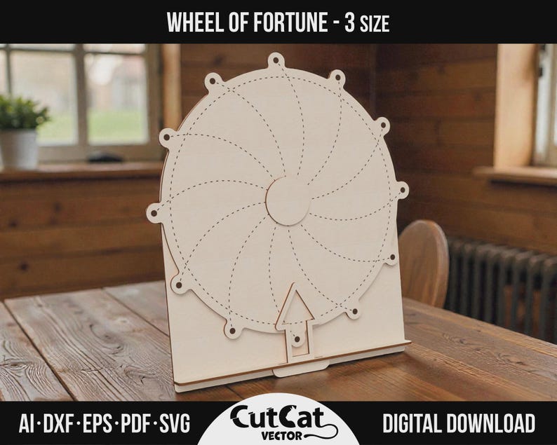 Wheel of Fortune Laser Cut Template With Stand | 3 Size Spinning Prize ...