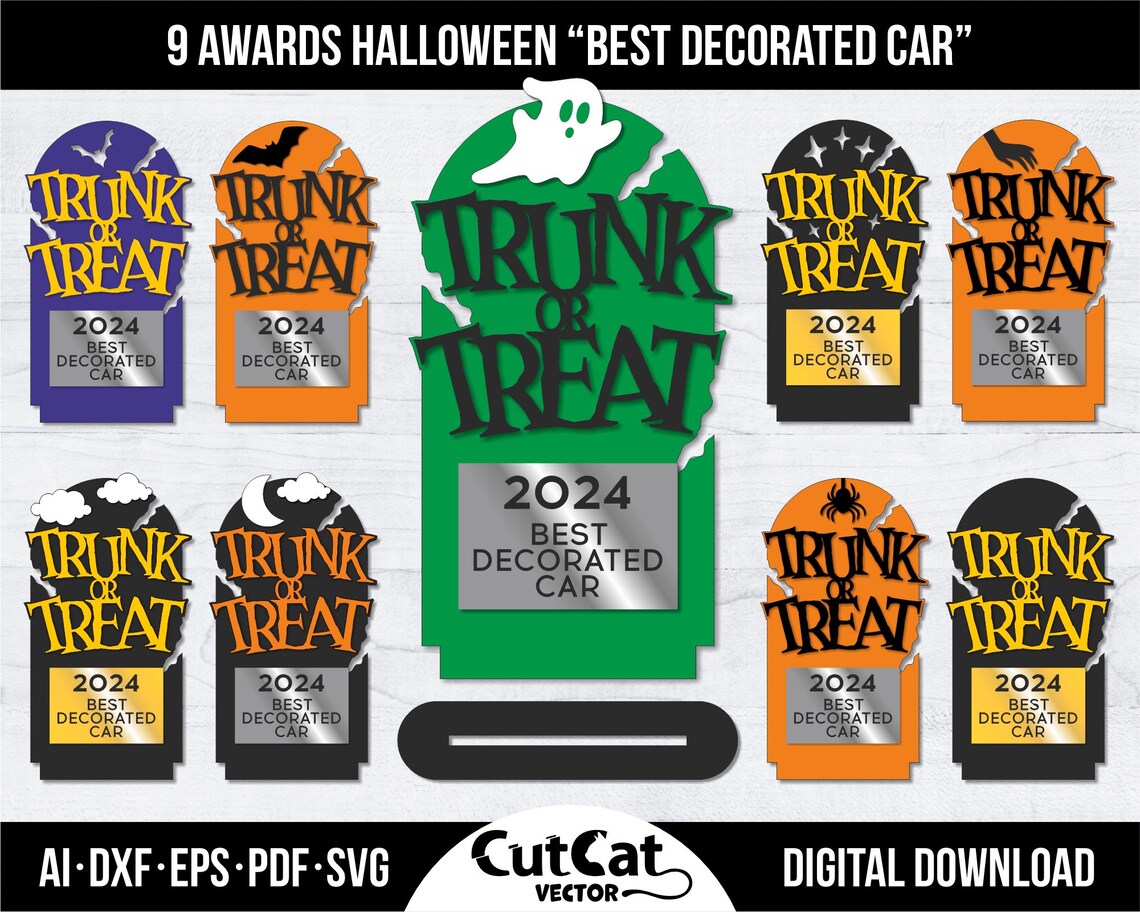 Trunk or Treat Award Trophy Laser Engraved Cut Files SVG (digital ...