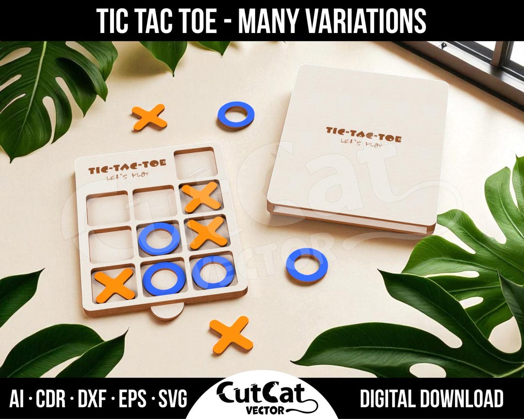 Tic Tac Toe Laser Cut Game Board SVG • Wood Travel Toy for Kids and ...