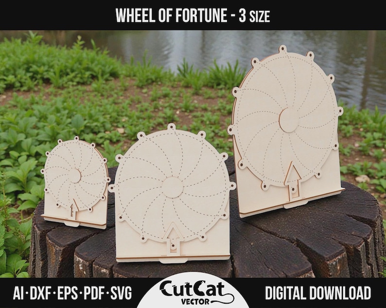 Wheel of Fortune Laser Cut Template | 3 Size Spinning Prize Wheel ...