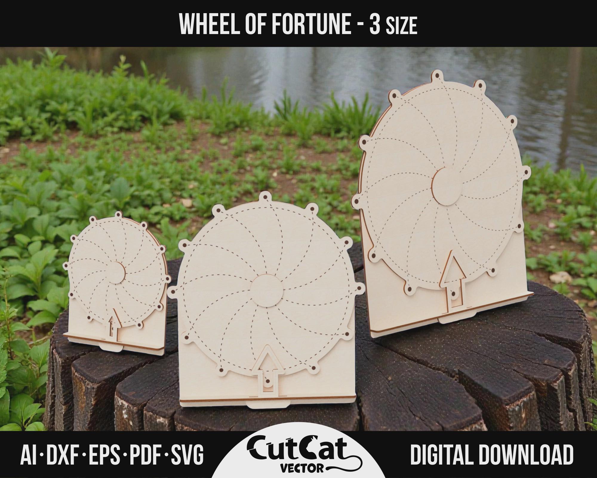Wheel of Fortune Laser Cut Template | 3 Size Spinning Prize Wheel ...