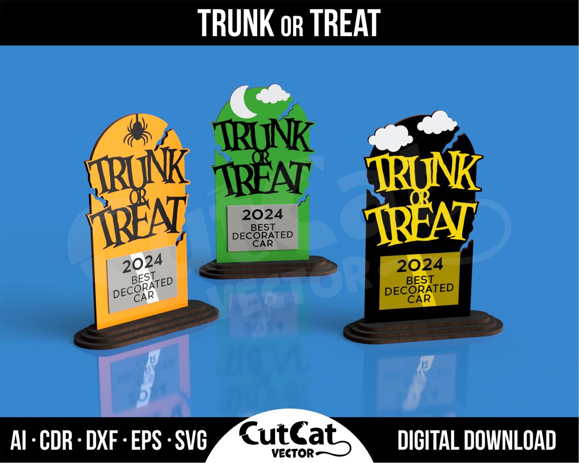 Trunk or Treat Award Trophy Laser Engraved Cut Files SVG (digital ...