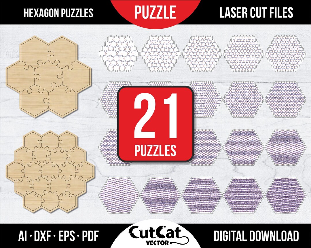 21 Puzzle Template Bundle Svg, Puzzle Laser Cut File Svg, Puzzle Cut ...