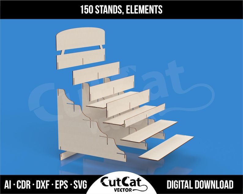 Laser Cut Retail Display Stand Files: 150 Designs, 25 Toppers (SVG, DXF ...