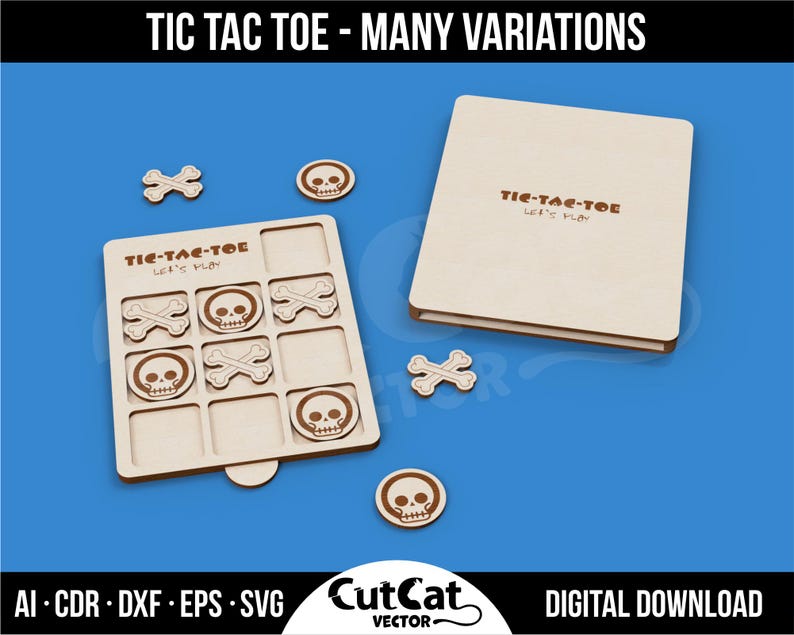 Tic Tac Toe Laser Cut Engraved SVG File: Wooden Travel Game Template ...