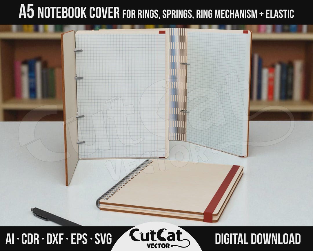 A5 Notebook Cover Laser Engraved Cut Files: DIY Planner Binder Template ...