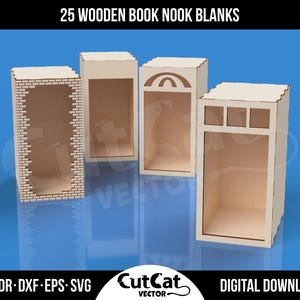25 Book Nook Laser Cut Templates Bundle Decorative Fronts | Vector ...