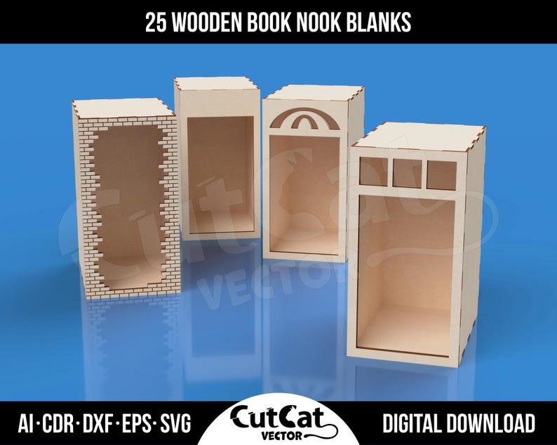 25 Book Nook Laser Cut Templates Bundle Decorative Fronts | Vector ...