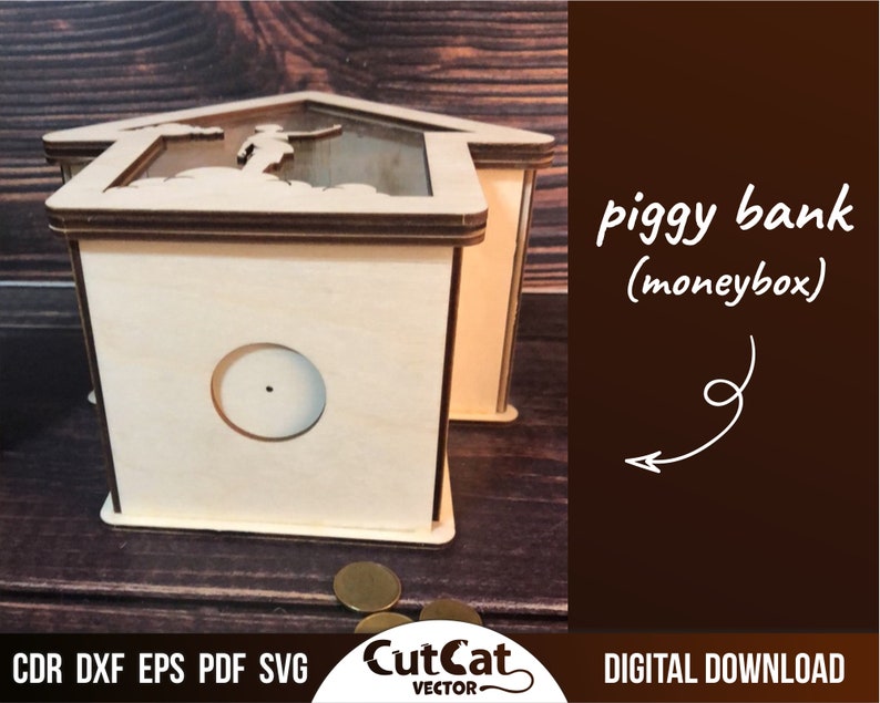 Laser Cut Piggy Bank money Box for Glowforge Cnc Files. DXF - Etsy