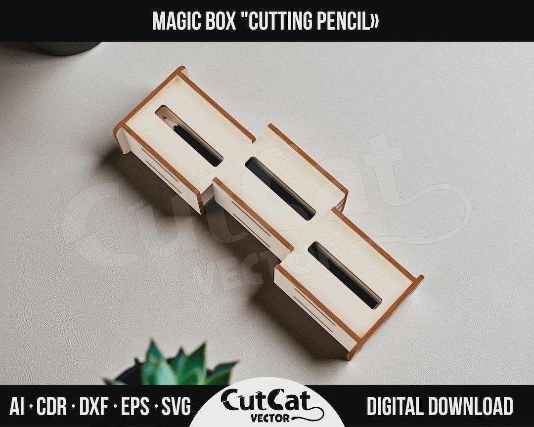 Laser Cut Magic Box Engraved SVG File: Pencil Illusion Puzzle, DIY ...