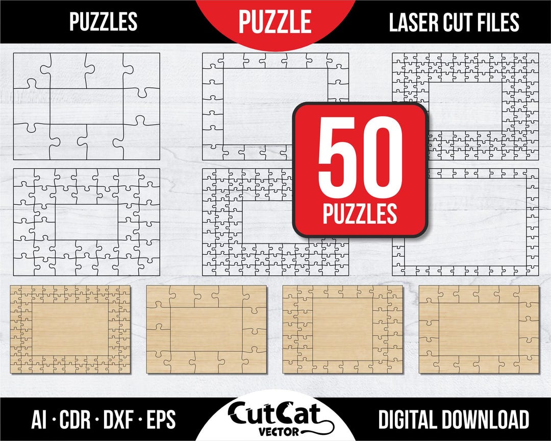 50 Windows Puzzle Laser Engraving Cut Files Svg • Jigsaw Template ...