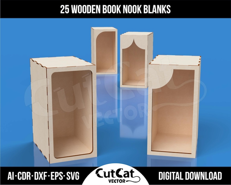 25 Book Nook Laser Cut Templates Bundle Decorative Fronts | Vector ...