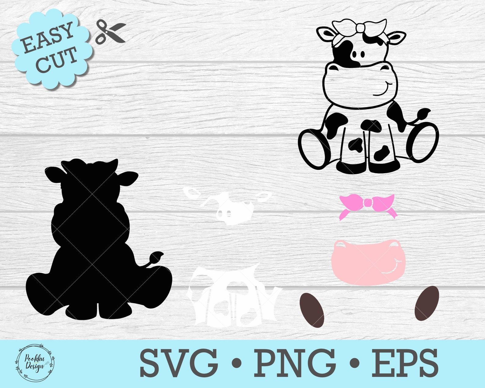 Girl Cow Svg Cow Clipart Kids Cow With Bandana Farm Animal | Etsy