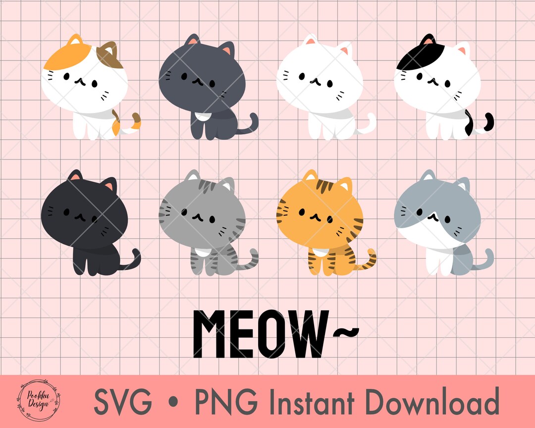 Cute Cat Bundle SVG, Kitten Clipart, 8 Kittens PNG, Svg for Cut - Etsy