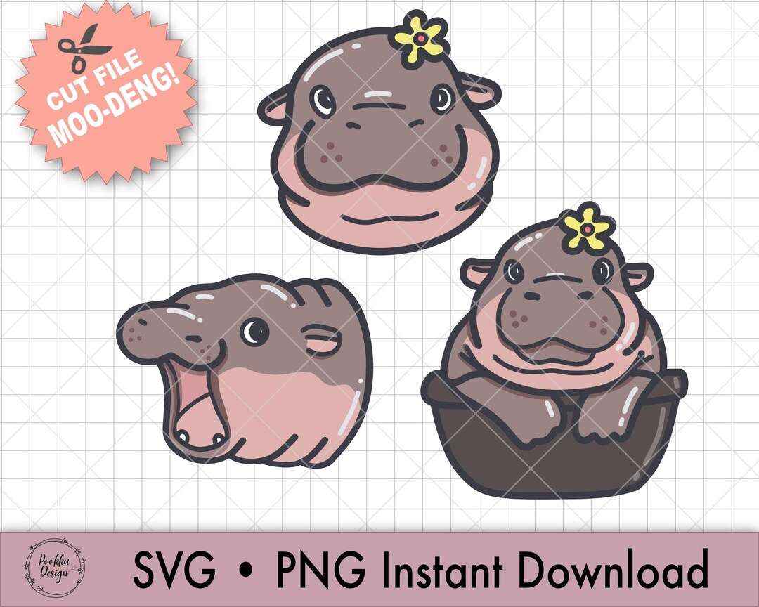 Moo Deng SVG PNG, Moodeng Bouncy Hippo, Moo-deng Baby Pygmy Hippo to ...