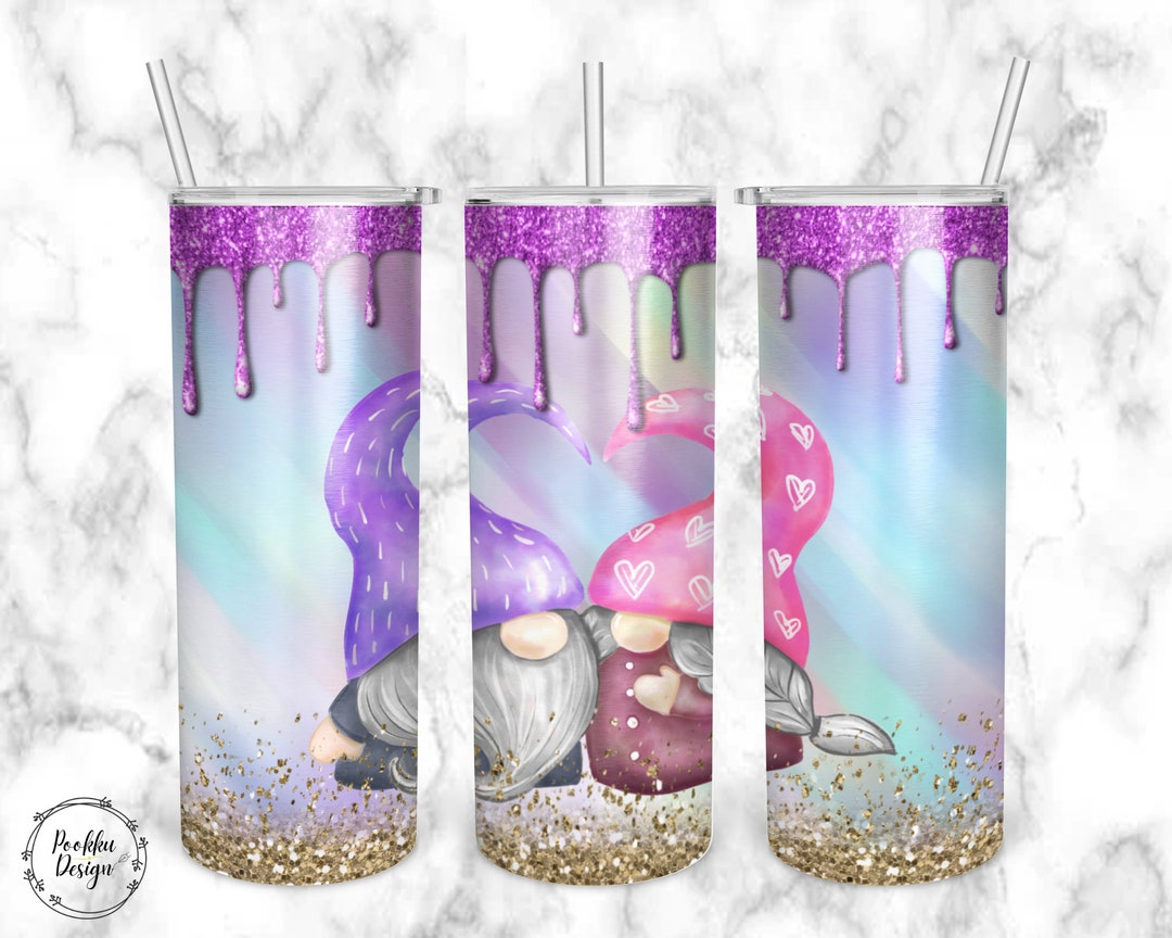 Glitter Dripping Gnomes 20 Oz Skinny Tumbler Wrap, Love Sublimation ...