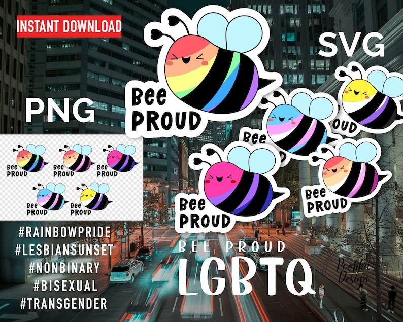 Bee Proud LGBTQ Pride SVG PNG, Bee Proud Pride, Rainbow Pride, Lesbian ...