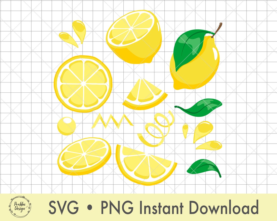 Lemon Bundle SVG, Lemon Slice Cut File, Sqeezed PNG, Instant Download ...