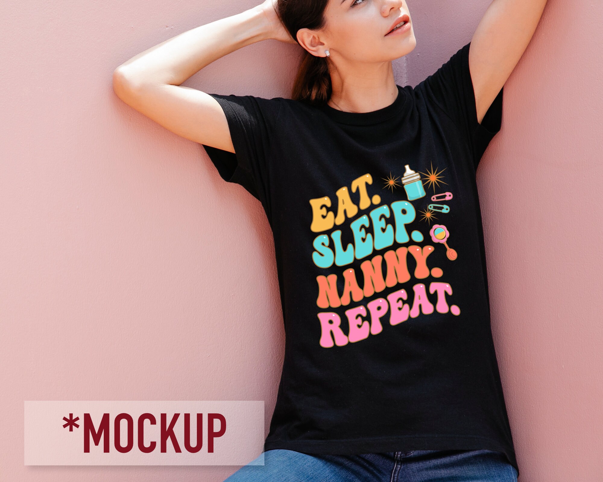 Groovy Eat Sleep Nanny Repeat Cut File for Printing on Shirt - Etsy