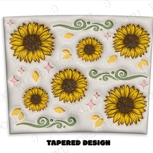 3D Inflated Sunflower Tumbler Wrap, Sunflowers Puffy 20 Oz Skinny ...