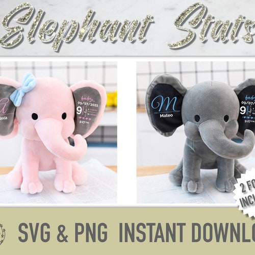 Birth Stats Elephant Ears SVG Elephant Plush Birth - Etsy