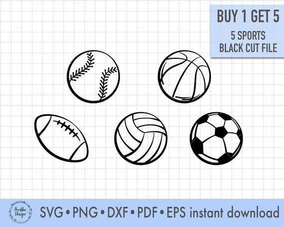 Sport Ball SVG Bundle Football Soccer Volleyball | Etsy