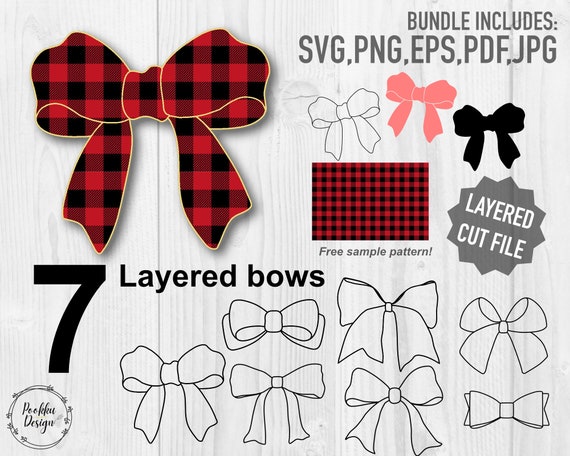 Bow Layered Cut File Bows SVG Bundle Create Your Own Ribbon | Etsy