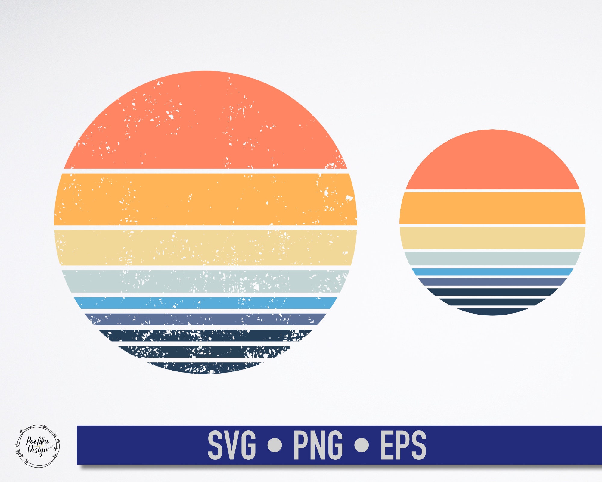 Circle Distressed Retro Sunset SVG, Fondo Grunge Retro Sunset, Retro ...