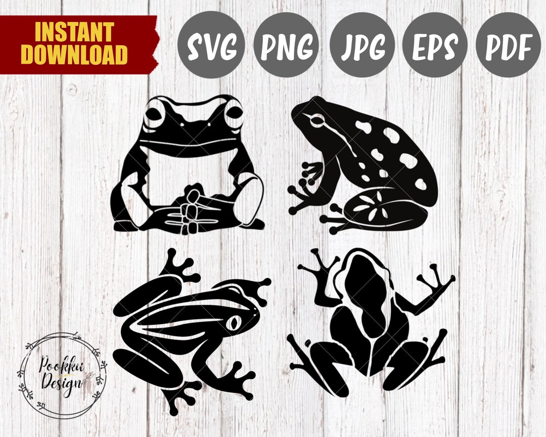 Frog Vector Bundle, Frog Silhouette SVG, Leaf Frogs Stencil, Tree Frog ...