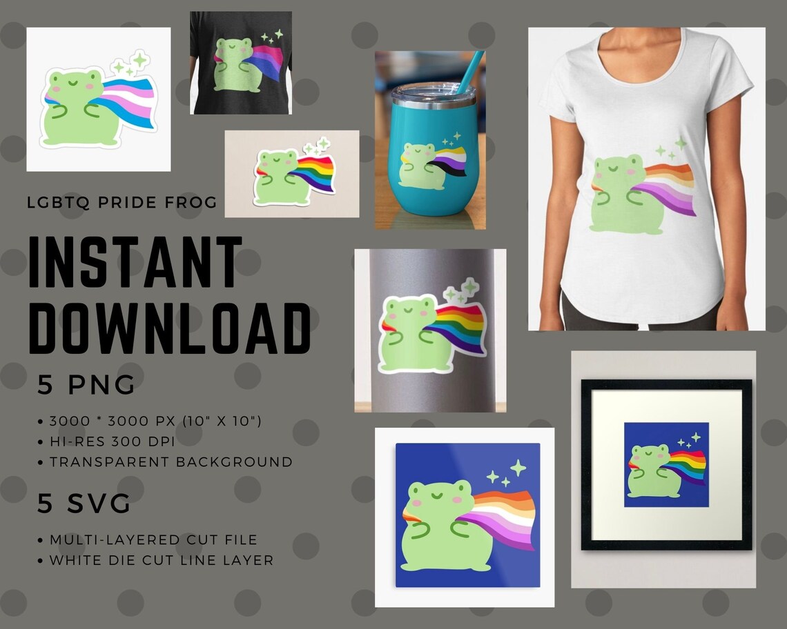 LGBTQ Pride Flag Frog SVG PNG Pride Frog Rainbow Pride - Etsy