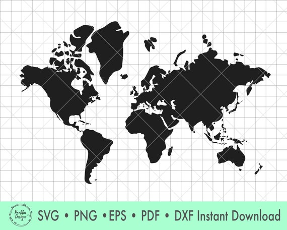 World Map Instant Download Cutting File for Silhouette - Etsy