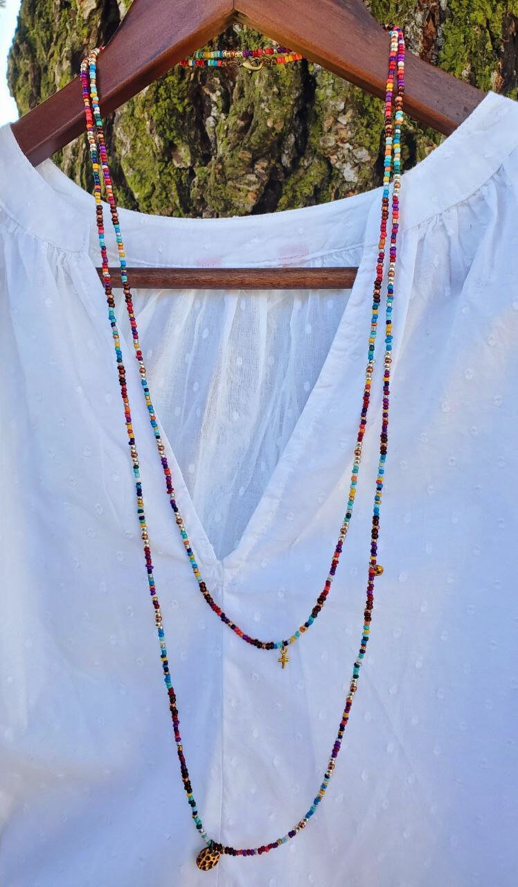 Rainbow Beaded Necklace - Etsy