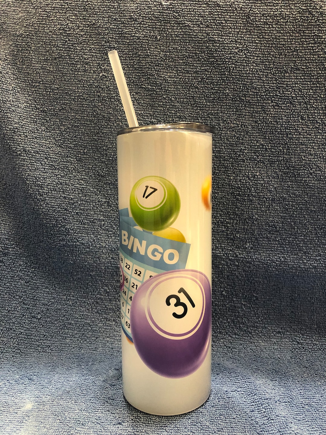Bingo 20oz Stainless Tumbler W/plastic Straw - Etsy