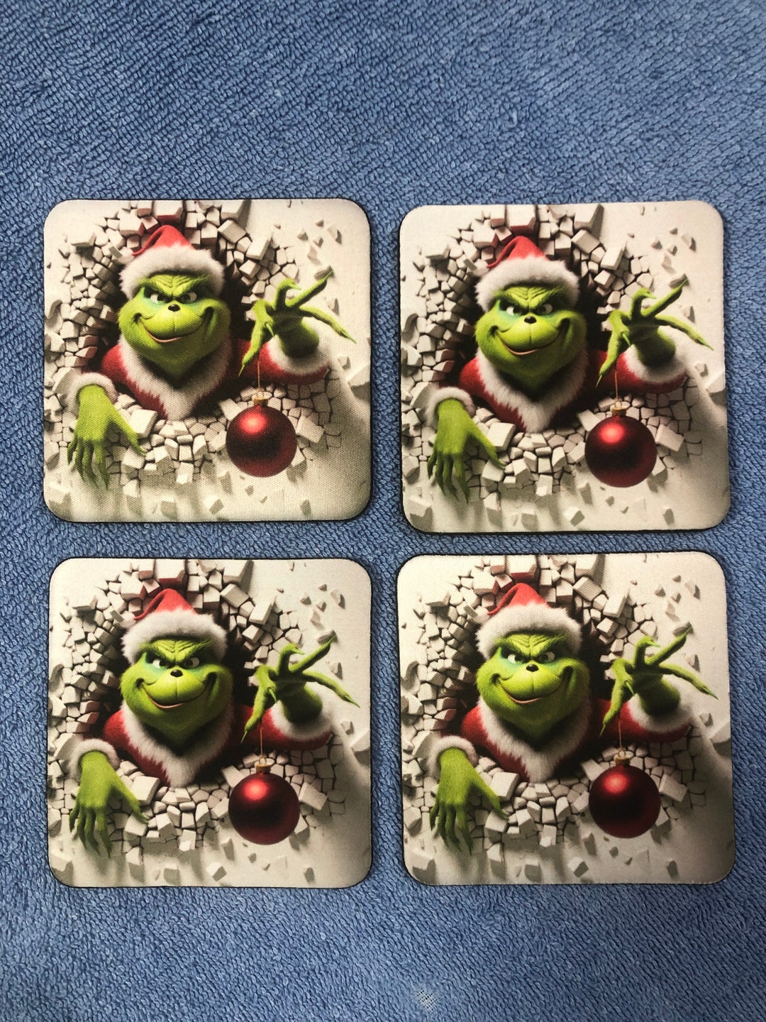 Christmas Grinch Square Coasters 3.9" (set of 4) - Etsy