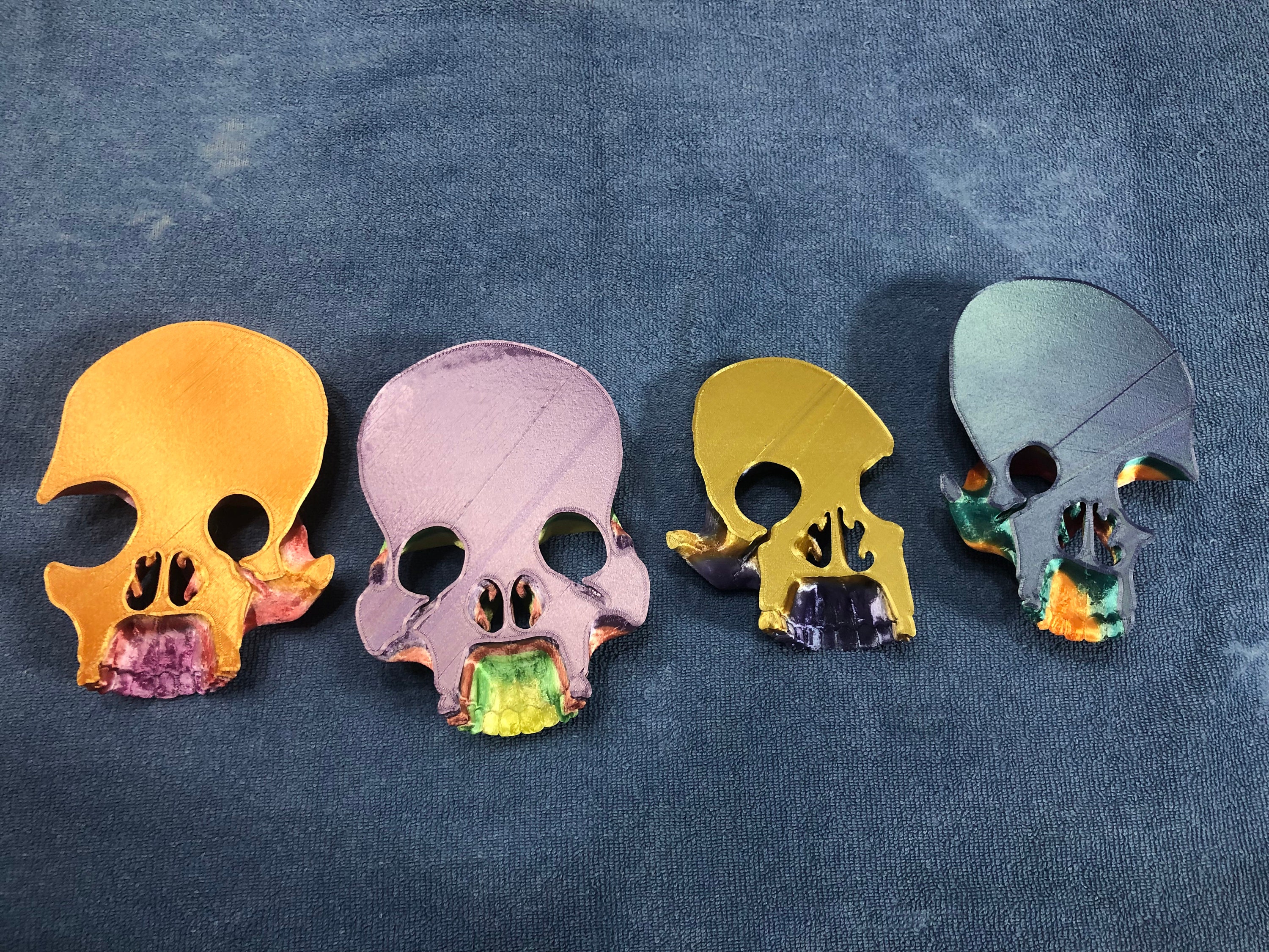 Skull Wall Decor 3D Printed Set of 4 Silk Rainbow PLA - Etsy